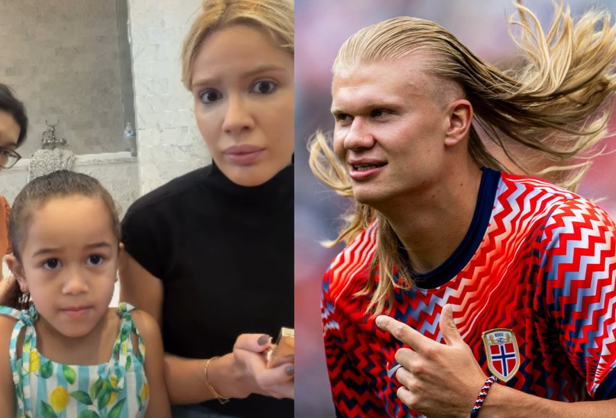 Karoline Lima brinca com filha sobre sua comparação com Haaland: 'Nada ...
