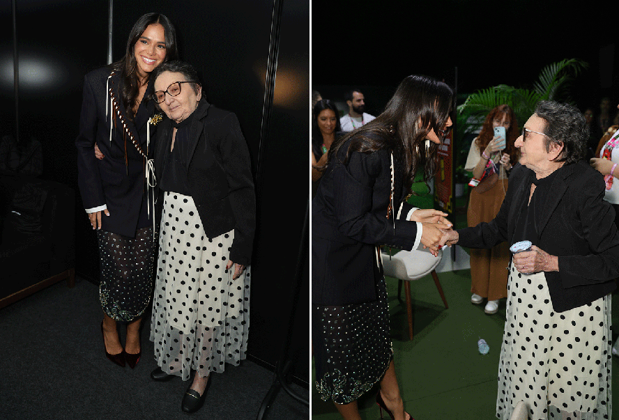 Bruna Marquezine tieta a atriz Tânia Maria nos bastidores da CCXP