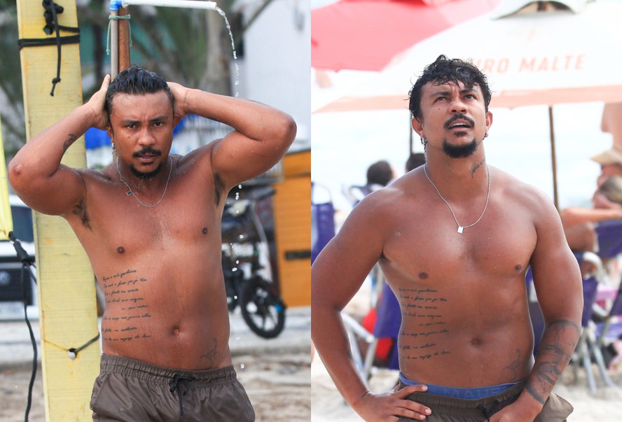 Xamã aproveita praia no Rio em dia de estreia como ator em 'Renascer'