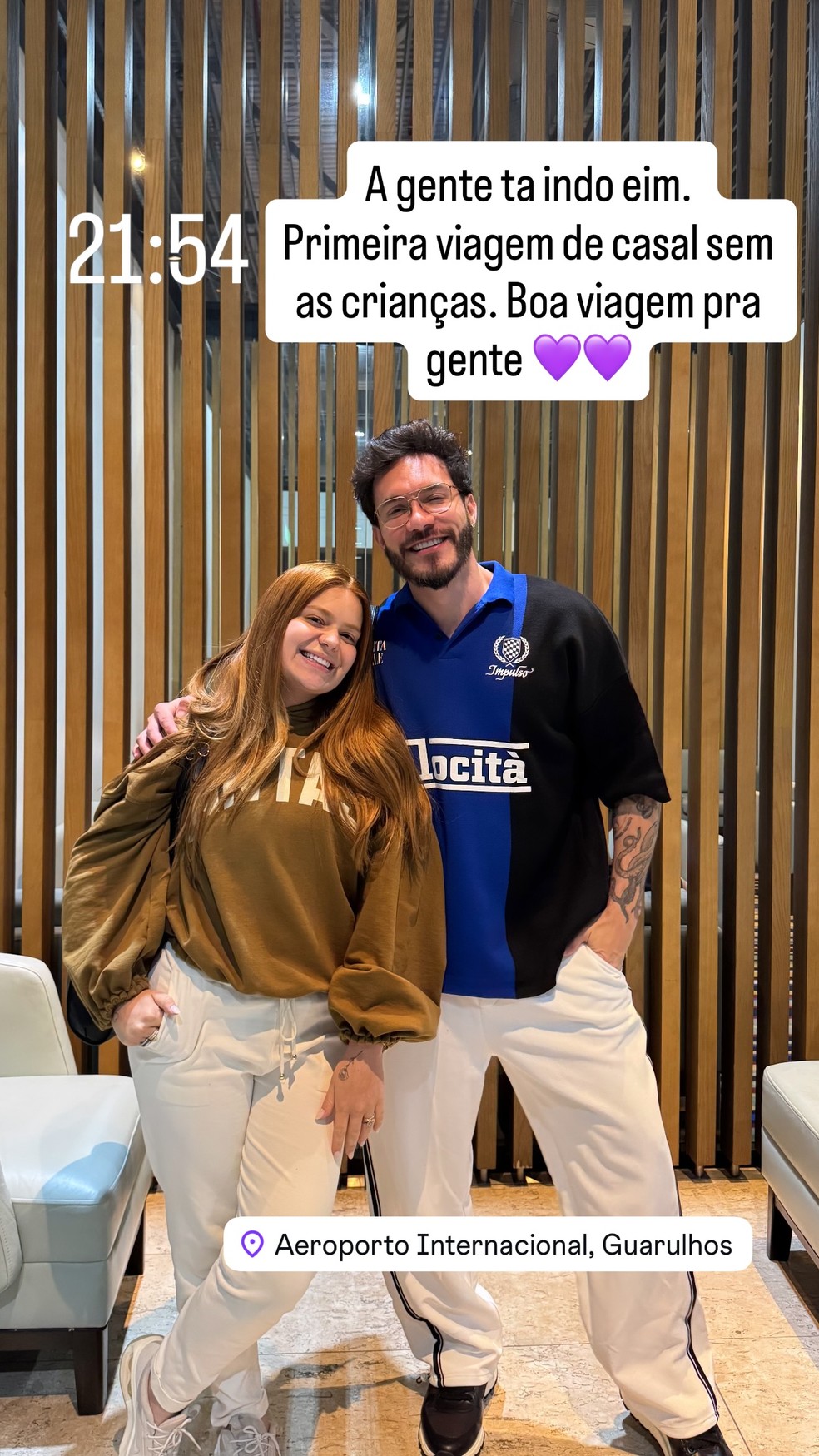 Viih Tube e Eliezer embarcam em primeira viagem sem os filhos; fotos