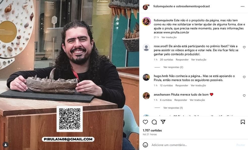 Amigos fazem vaquinha virtual para ajudar Pirulla após AVC