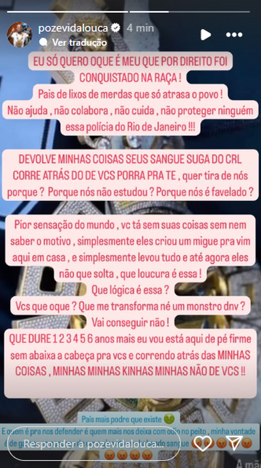 MC Poze do Rodo se revolta e pede de volta bens apreendidos: 'Ódio no peito tão grande'