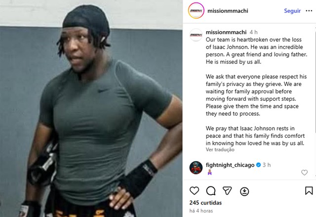 Morre aos 31 anos atleta de MMA Isaac Johnson, hospitalizado após luta
