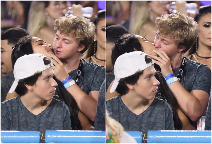 Benício, filho de Angélica e Luciano Huck, é flagrado aos beijos na Sapucaí