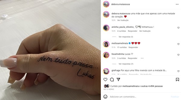 Mãe de Mel Maia faz tattoo em homenagem ao filho que perdeu; irmão da ...