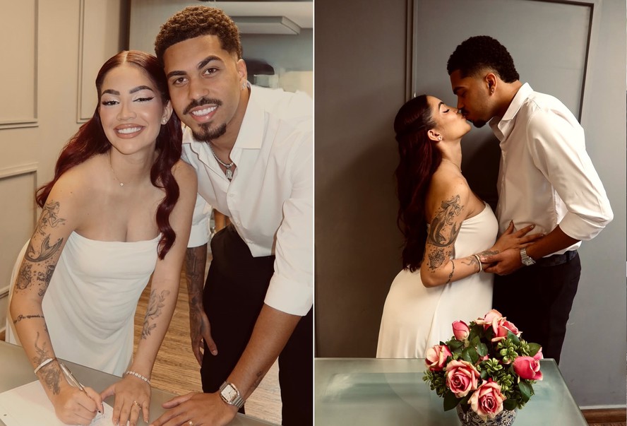 MC Henny e jogador Ruan Santos, ex-Palmeiras, se casam no civil: 'Minha ...