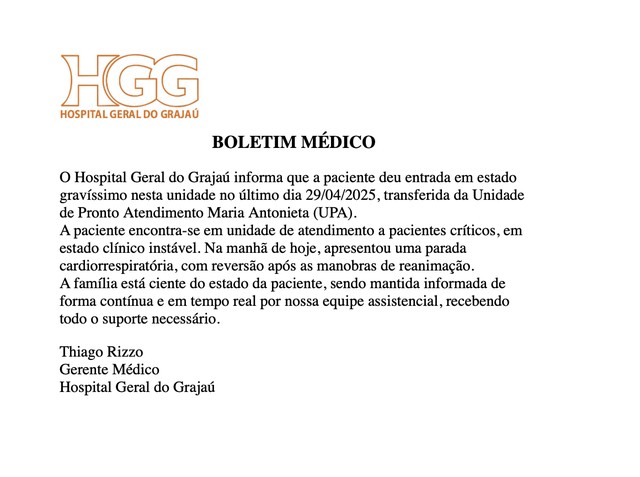 Na UTI, atriz mirim Millena Brandão está em estado clínico instável, diz boletim