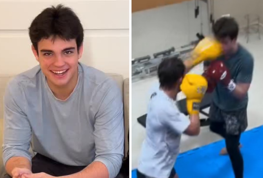 Filho mais novo do Faustão, Rodrigo Silva surge em treino intenso de boxe; vídeo