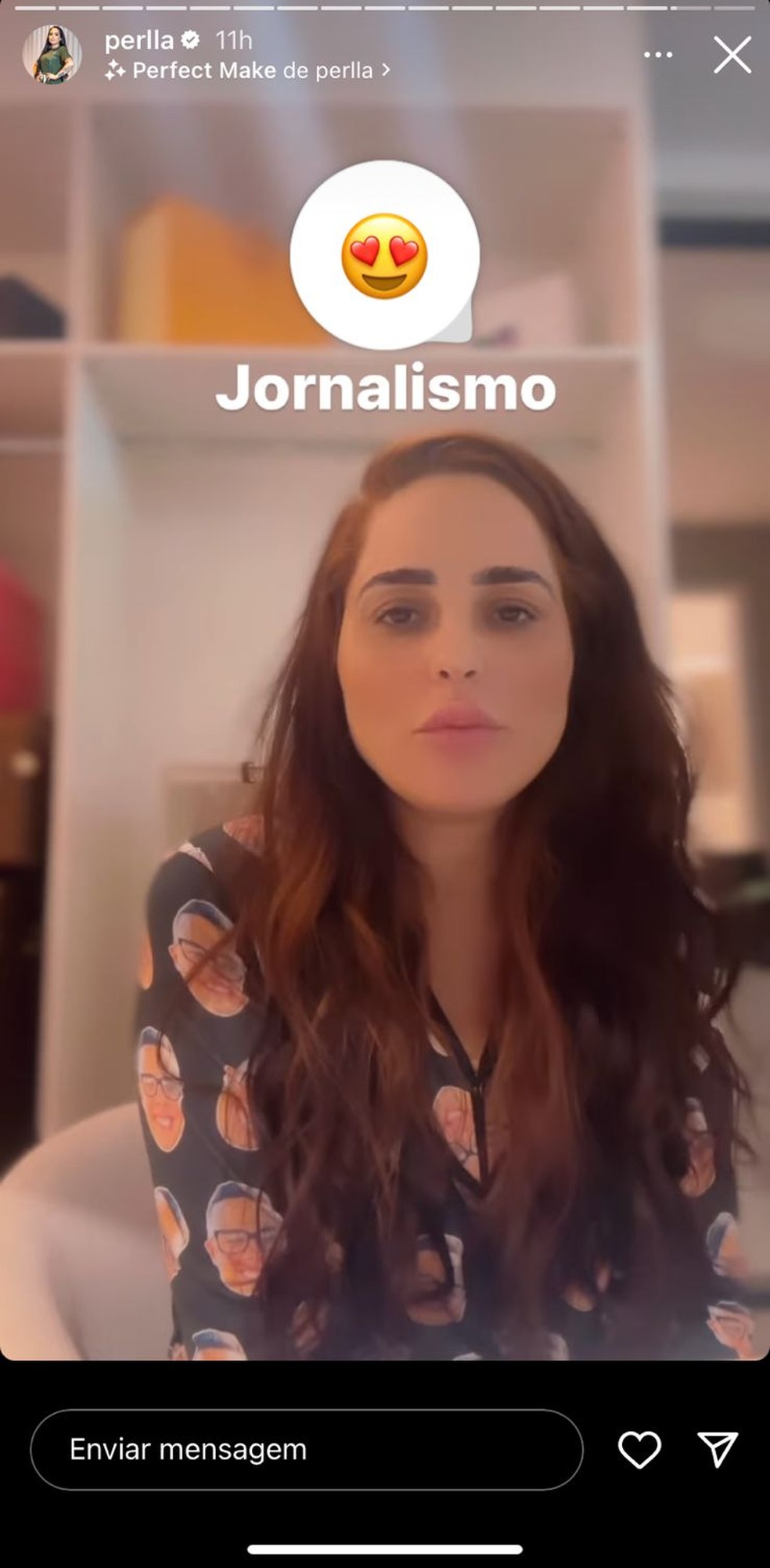 Perlla usa pijama com rosto do marido, preso pela PF, e conta estar ...