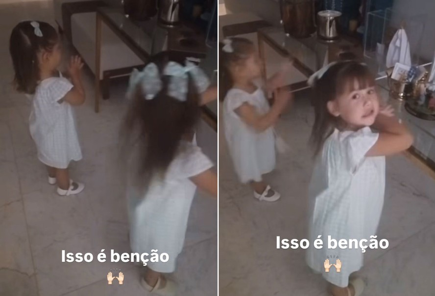 Zé Felipe mostra Maria Alice e Maria Flor rezando: 'Bênção'