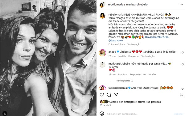 João Rebello e irmã, Maria Carol, nascidos no mesmo dia, comemoram ...