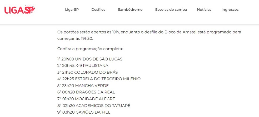 Desfile das Campeãs de SP: Liga muda ordem para evitar encontro de ...