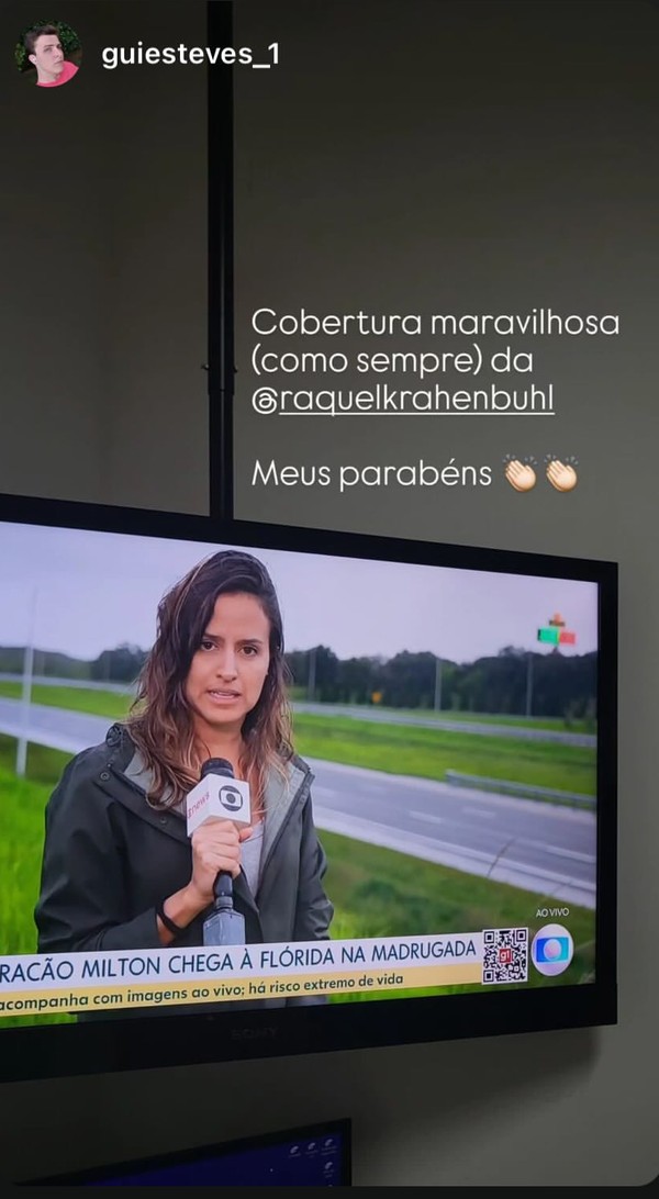 Furacão Milton: Raquel Krähenbühl é exaltada por cobertura na véspera de seu aniversário