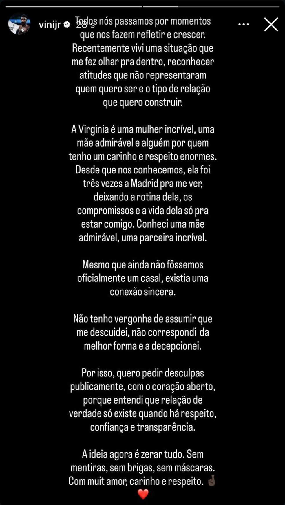 Virginia Fonseca se manifesta após pedido de desculpas público de Vini Jr.