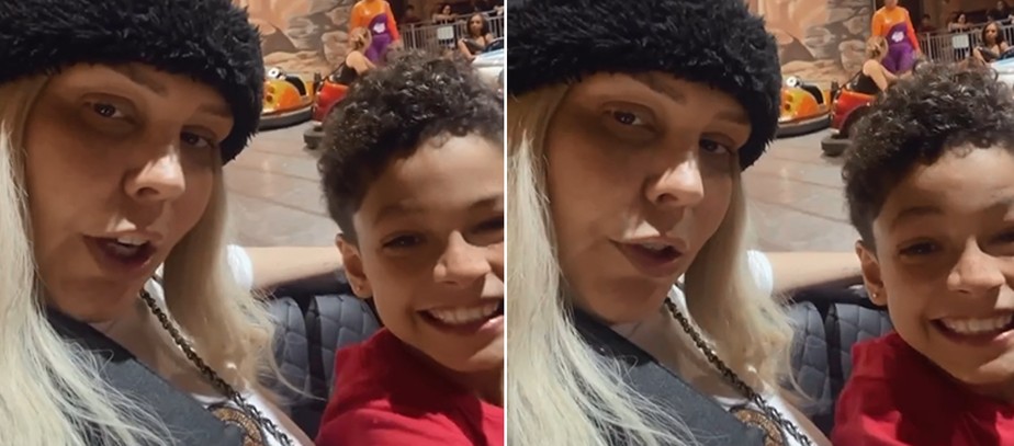 Após anunciar remissão do câncer, Simony curte parque com o filho ...