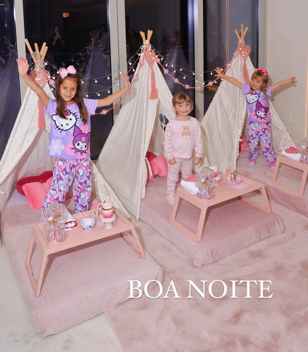 Em Miami, Ana Paula Siebert promove festa do pijama luxuosa para Vicky