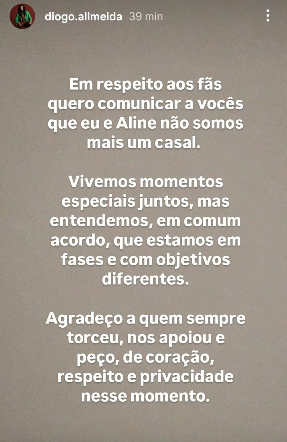Aline Patriarca e Diogo Almeida, do BBB 25, terminam namoro