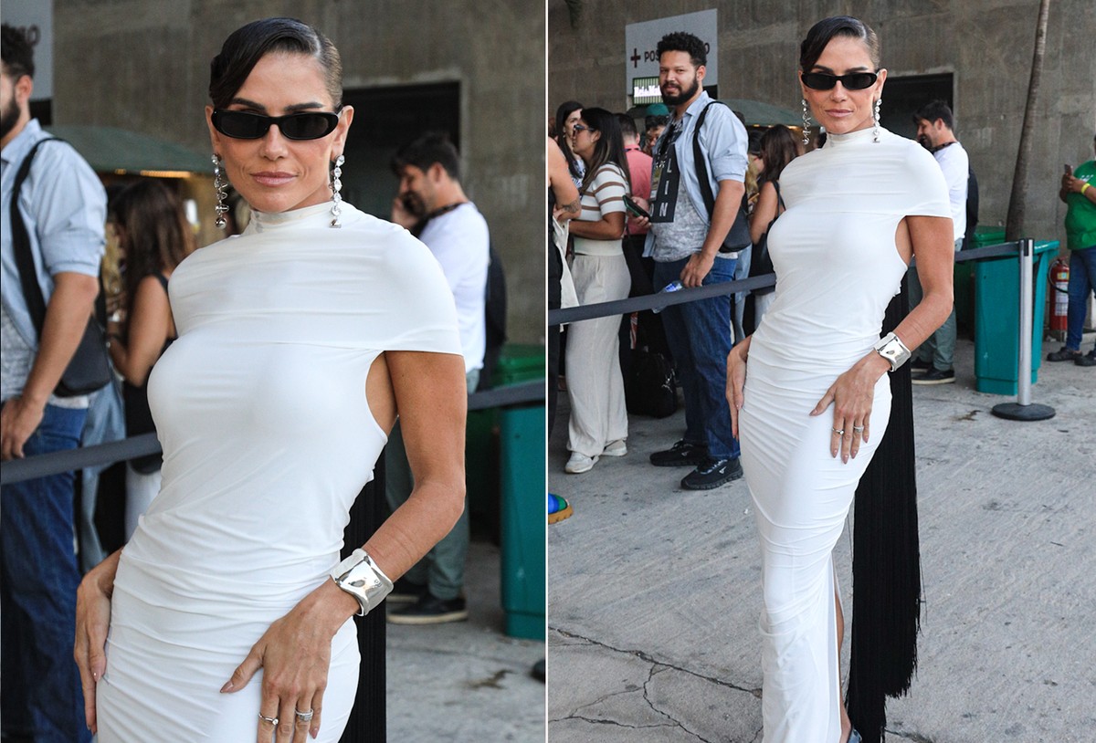 Deborah Secco usa look branco arrasador para painel da Globo no Rio2C