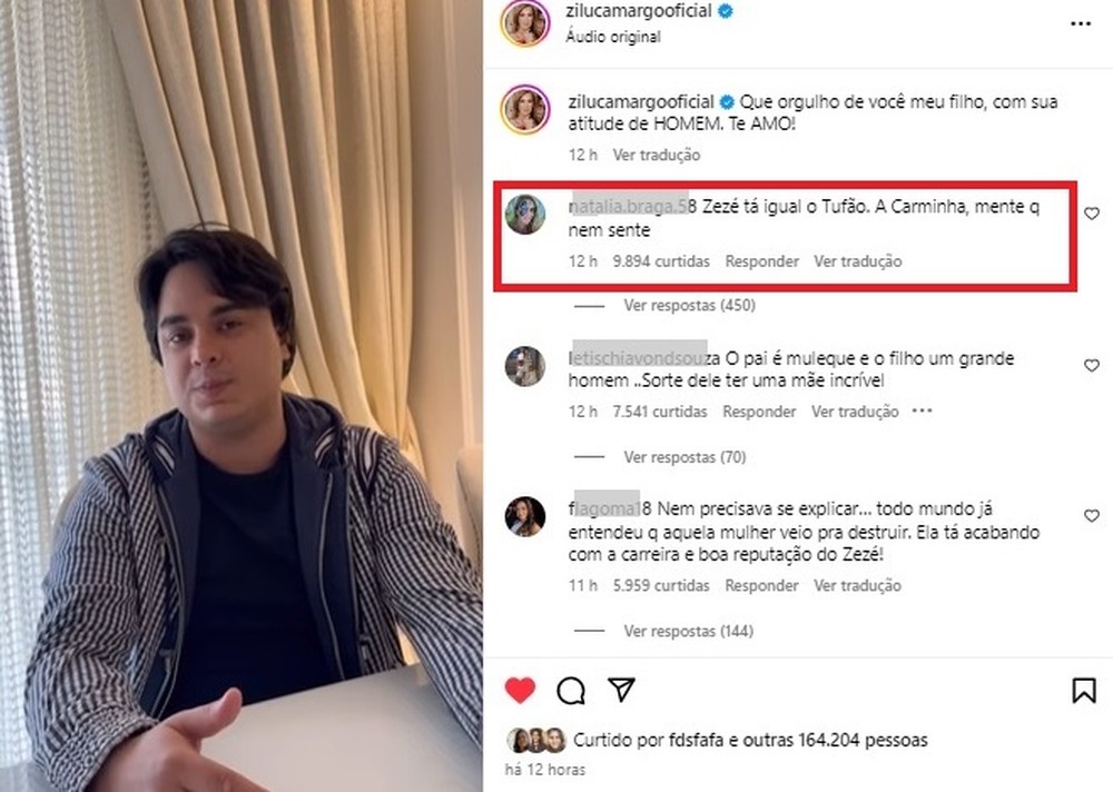 Zilu sai em defesa de Igor Camargo após filho detonar Graciele Lacerda ...