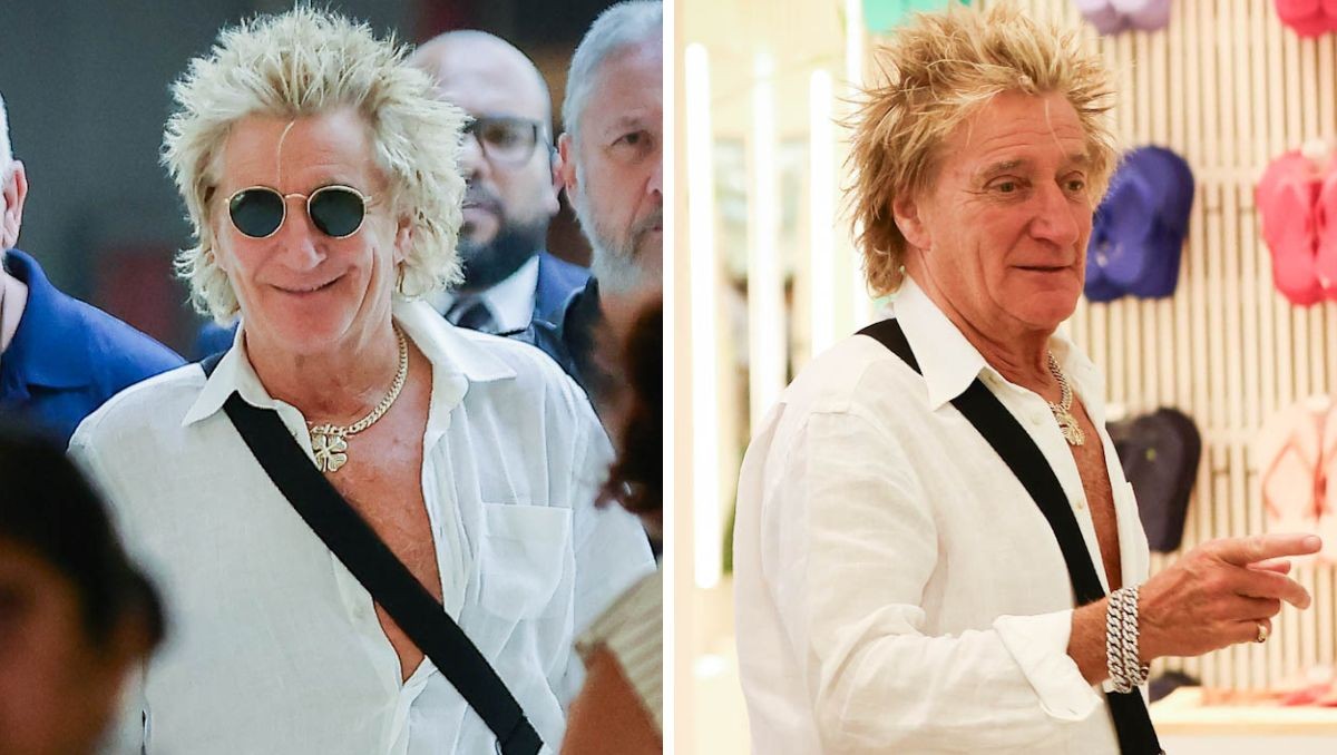 Rod Stewart passeia em shopping de São Paulo antes de show