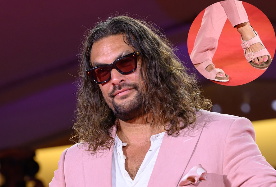Jason Momoa desfila de unhas cor-de-rosa ao chegar ao Festival de ...