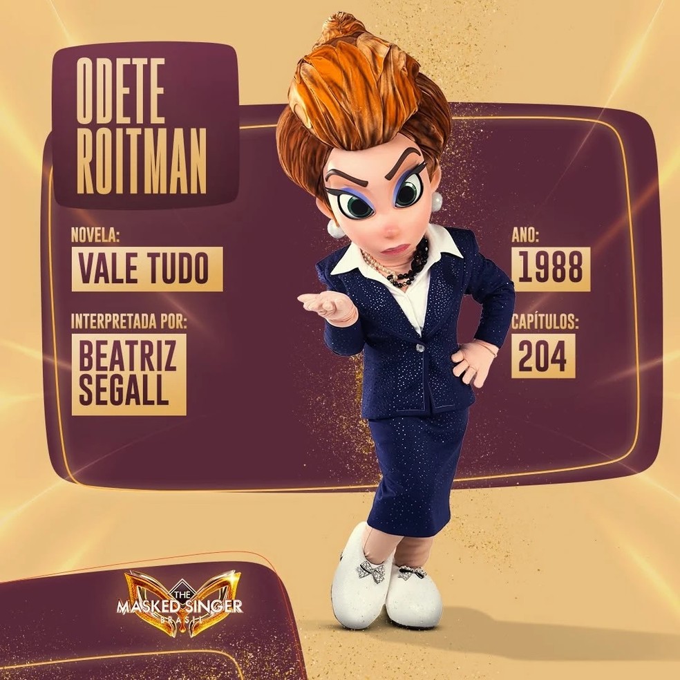 Na véspera da estreia de 'Vale Tudo', Odete Roitman vence 'The Masked ...