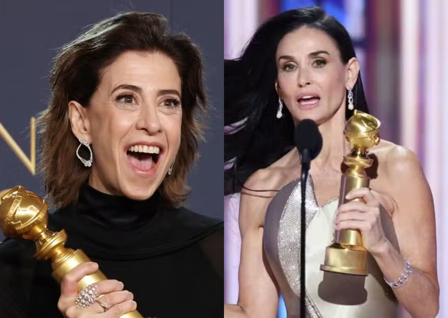 Globo de Ouro: Fernanda Torres e Demi Moore se abraçam após conquistas ...