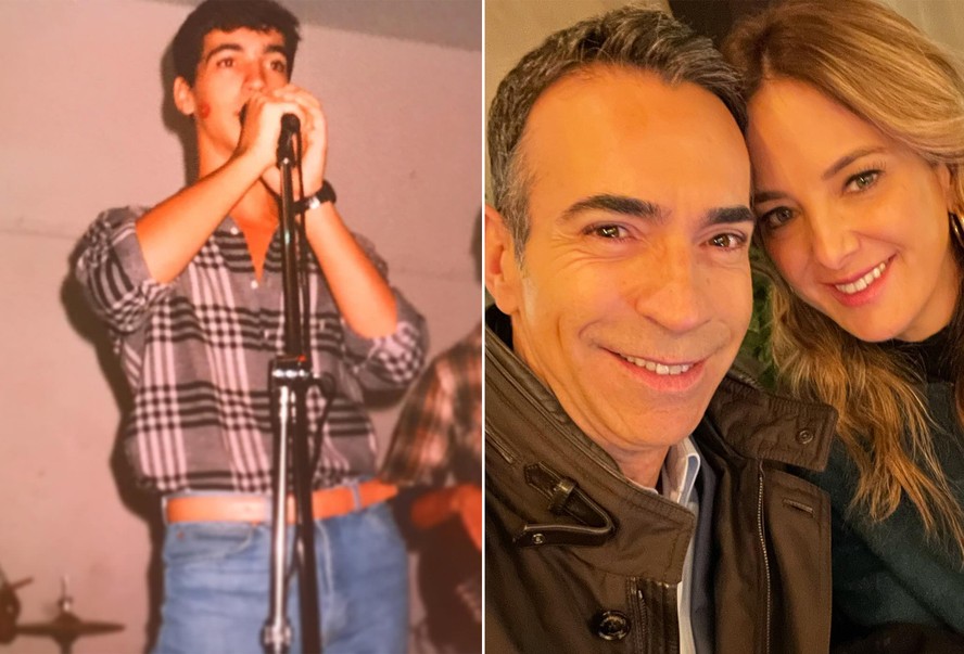 Cesar Tralli posta foto antiga cantando e Ticiane comenta beijo de ...