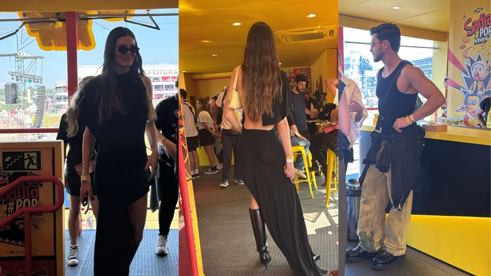 Camila Queiroz e Klebber Toledo curtem Lollapalooza aos beijos; vídeo