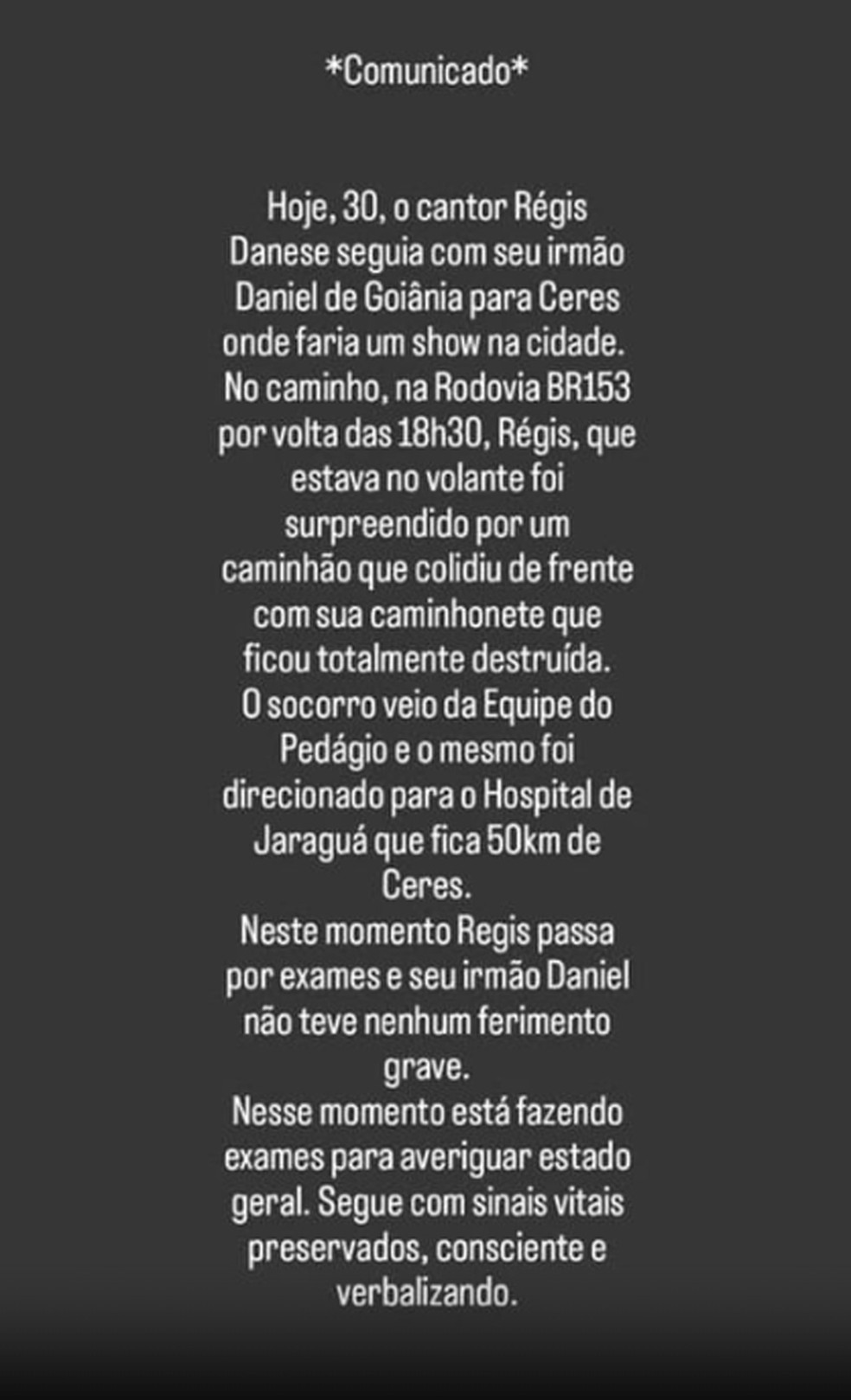 Mulher e filhos do cantor gospel Regis Danese postam após acidente dele - Primeira Hora