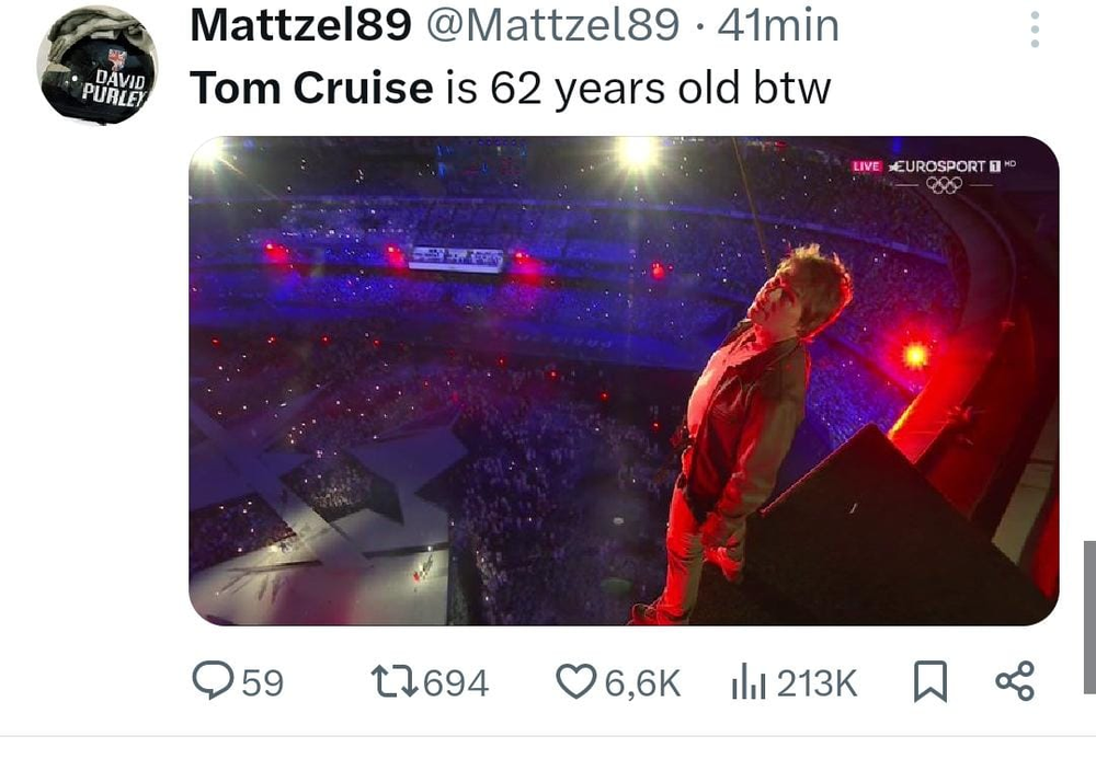 Salto de rapel de Tom Cruise na cerimônia de encerramento viraliza na web