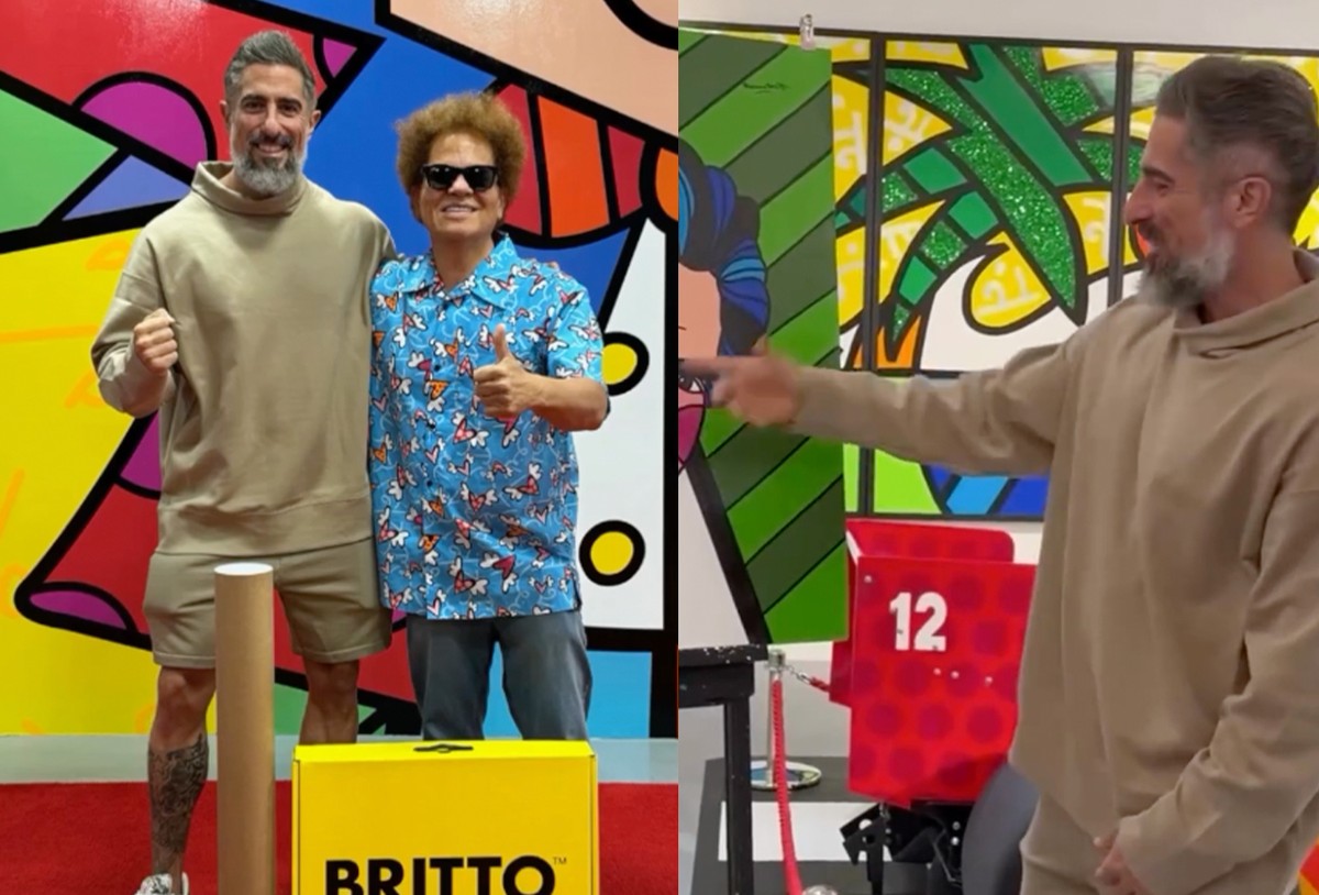 Marcos Mion vira obra de Romero Britto; veja o resultado