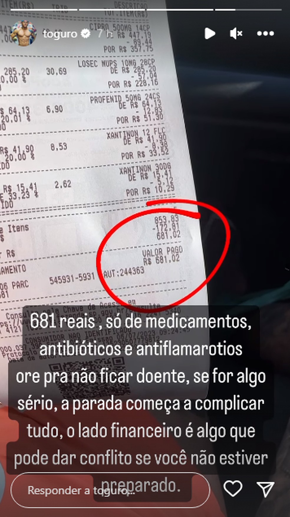 Toguro recebe alta após ser internado por infecção, e reclama do valor ...