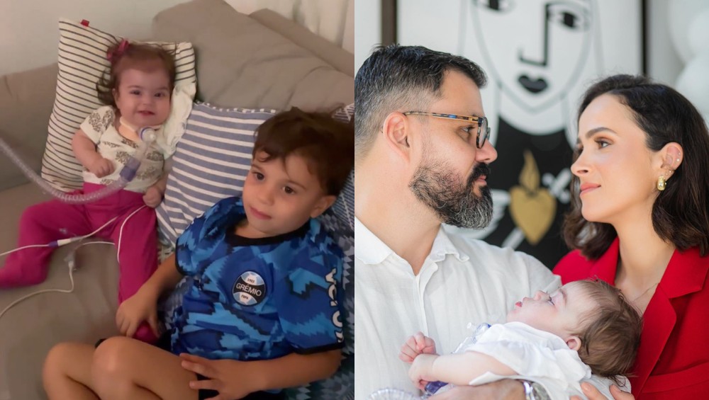 Filha de Letícia e Juliano Cazarré, Maria Guilhermina sorri ao receber ...