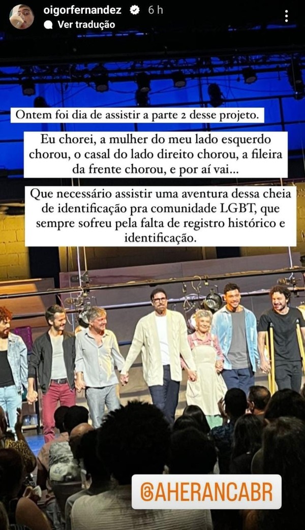 Igor Fernandez exalta o namorado, Bruno Fagundes: 'Fã do meu amorzin'