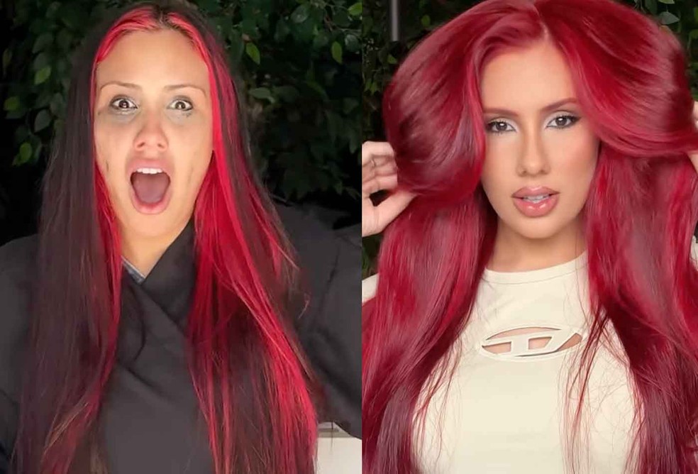 Alicia X tinge cabelo de vermelho e mostra transformação no visual; fotos
