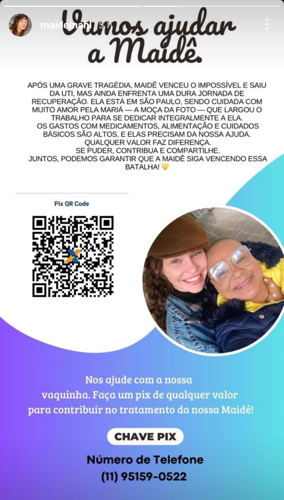 Maidê Mahl ganha vaquinha online para arcar com gastos após atriz ficar ...