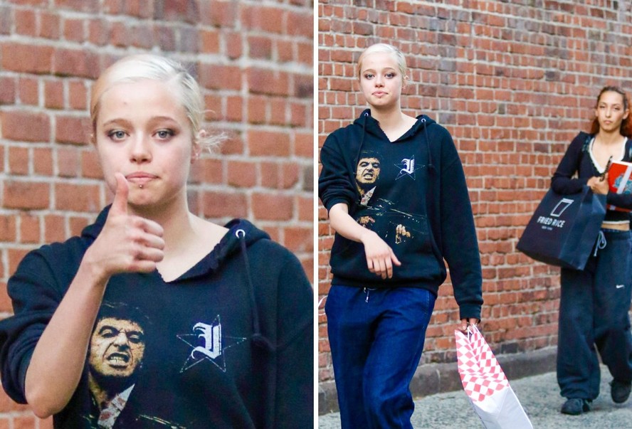 Shiloh Jolie é fotografada com namorada em Nova York e exibe novo piercing