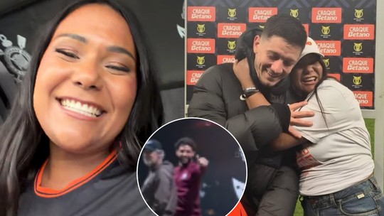 Pé-quente? Chaiany vai ao estádio do Corinthians e interage com jogadores