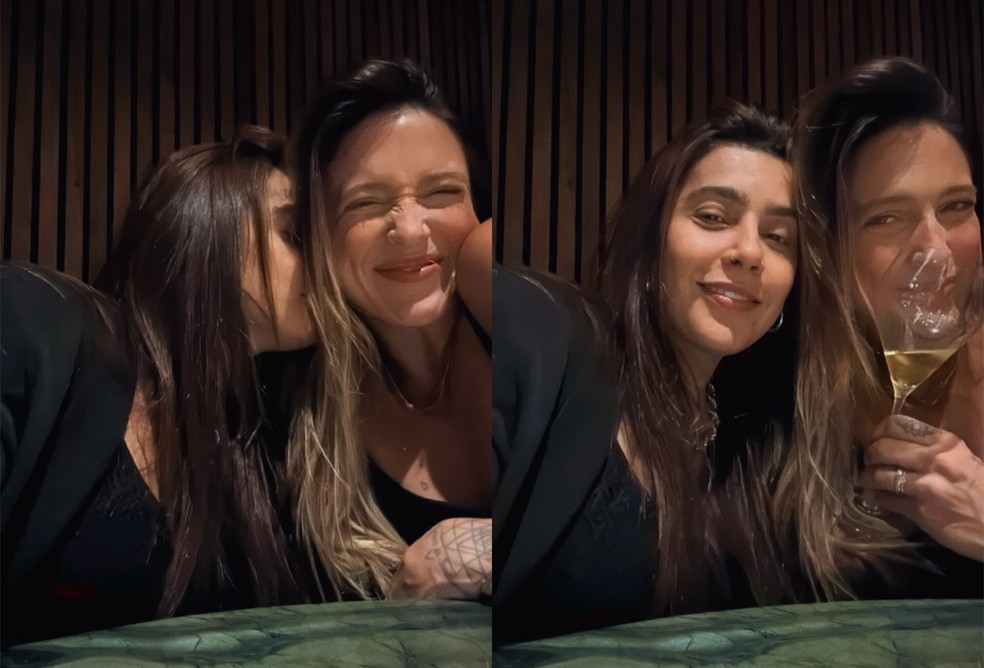 Lauana Prado e a noiva, Tati Dias, celebram aniversário do romance em jantar