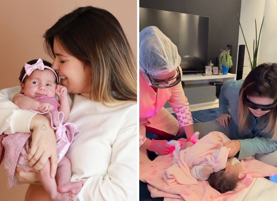 Lua Di Felice, filha de Viih Tube e Eliezer, faz laser para assaduras