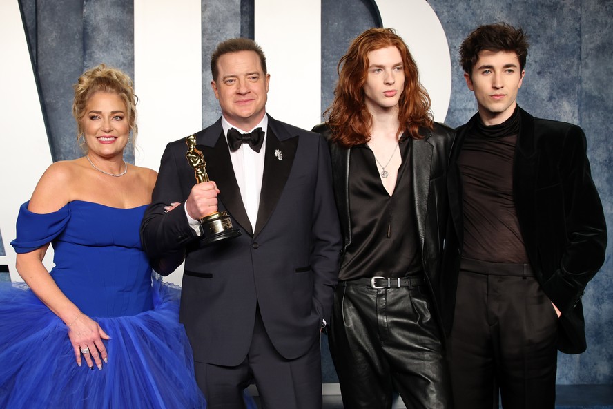 Brendan Fraser reúne os filhos e a namorada em after party para ...
