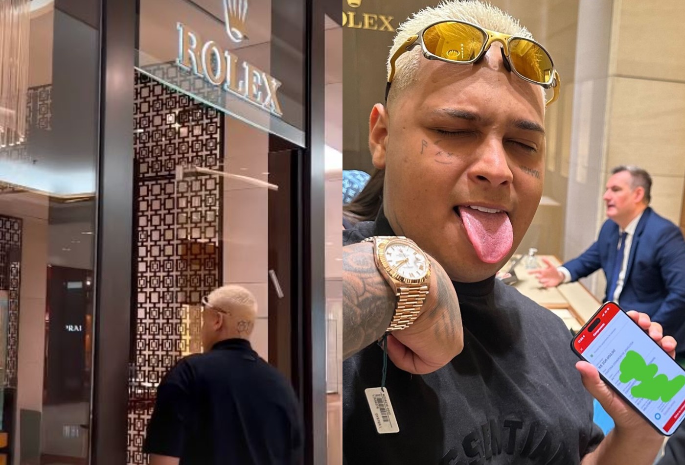 MC Ryan SP compra relógio Rolex de ouro 18 quilates cravejado de ...