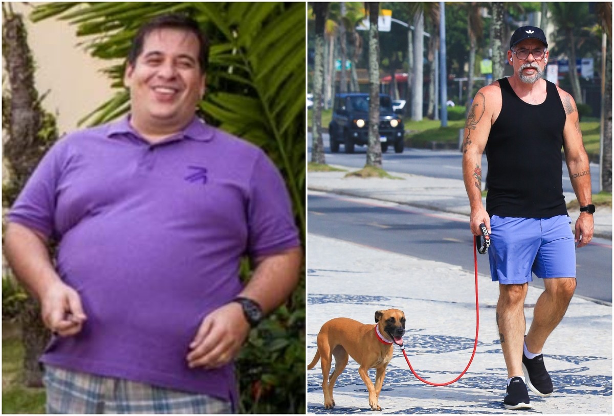 Após perder 60 kg, Leandro Hassum exibe braços torneados ao passear com ...