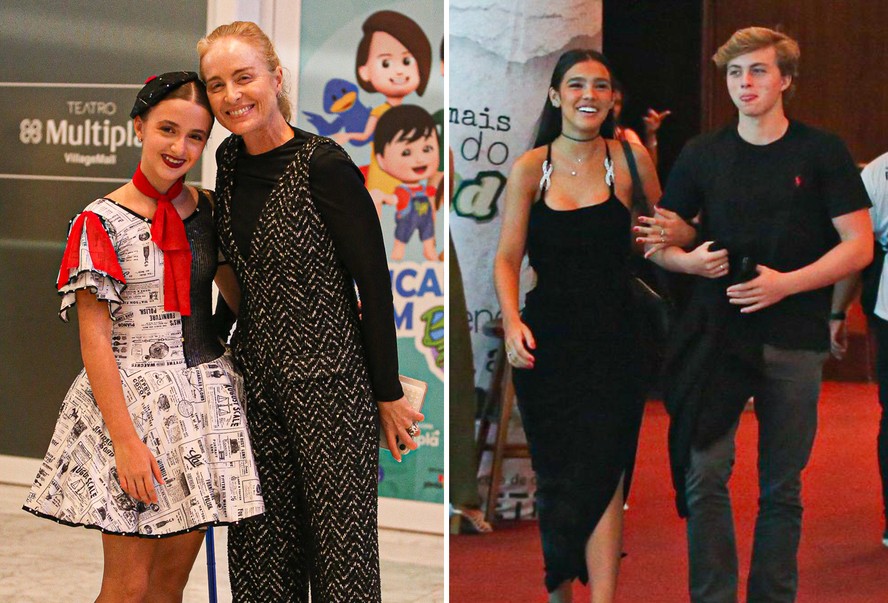 De bengala, Angélica vai com Benício Huck e nora a balé da caçula, Eva Huck