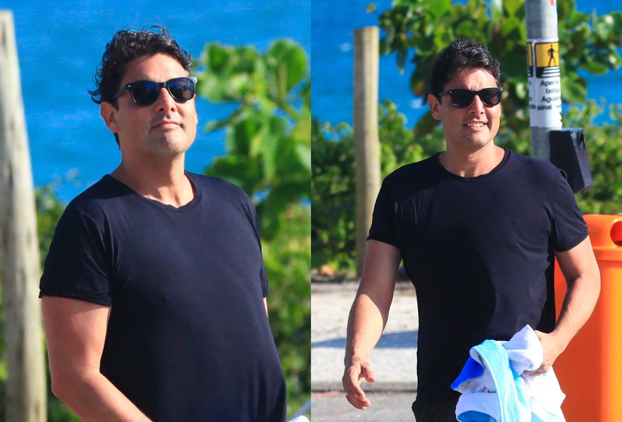 Em pausa na carreira, Bruno De Luca é visto deixando a praia no Rio