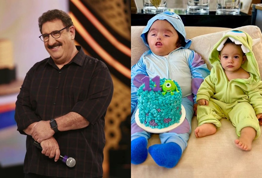 Ratinho baba pelos netos e mostra comemoração de mesversário do caçula ...