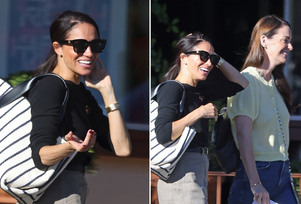 Meghan Markle surge sorridente em dia das garotas com amiga; fotos