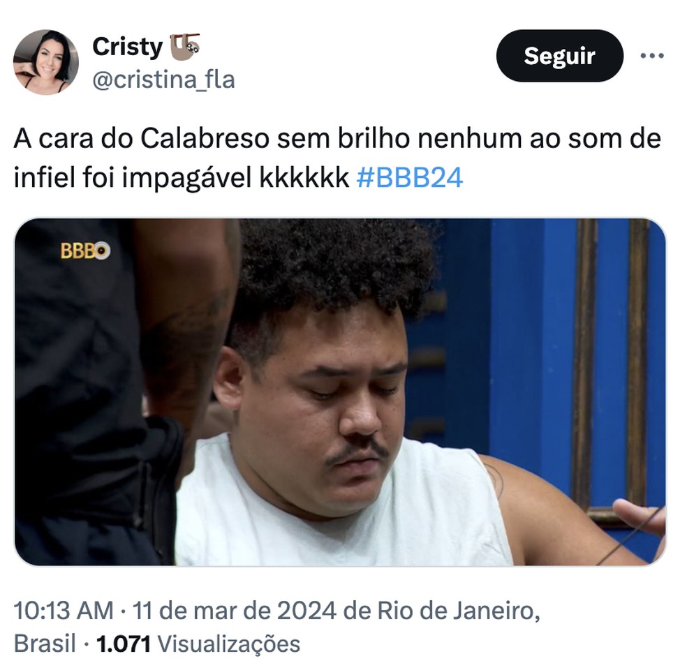 BBB 24: Brother acordam com 'Infiel', e internautas se divertem com memes