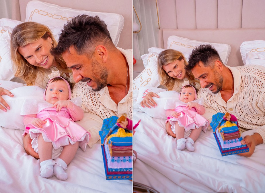 Julio Rocha e Karoline Kleine celebram dois meses da filha com tema ...